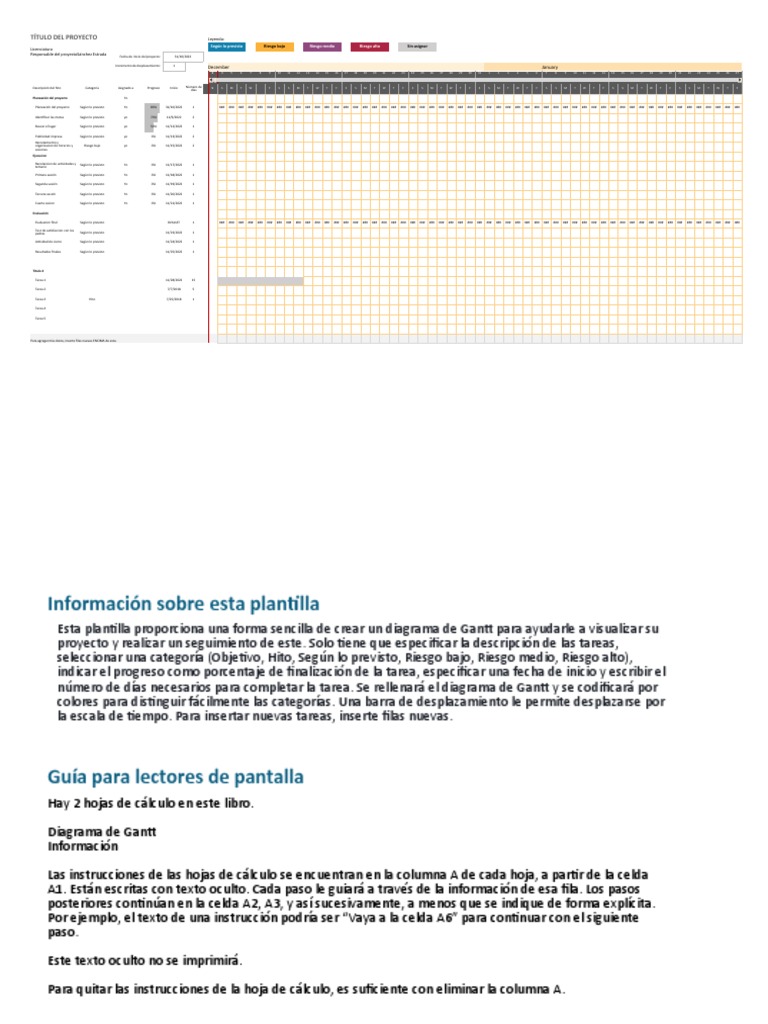 Diagrama de Gantt para Proyectos | PDF | Hoja de cálculo | Métodos formales