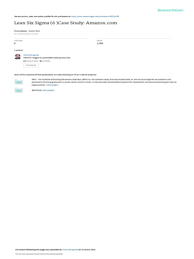 Amazon Case Study | PDF | Six Sigma | Lean Manufacturing