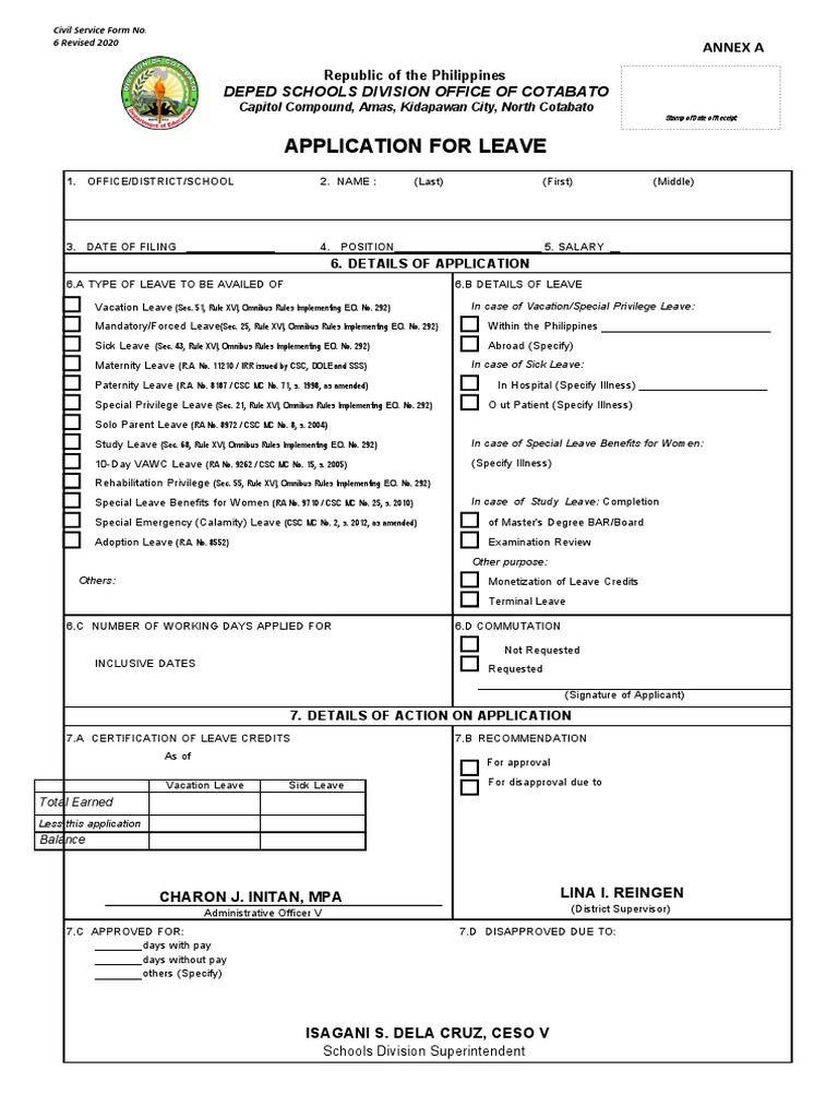 FORM 6 Blank | Download Free PDF | Parental Leave | Sick Leave