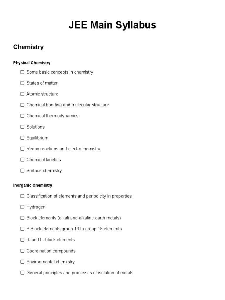 JEE Main Syllabus | PDF