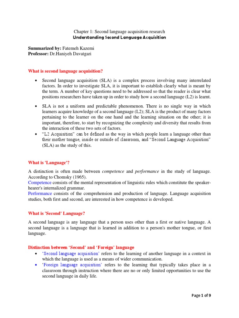 Understanding the Complex Process of Second Language Acquisition: An Overview of Key Concepts ...