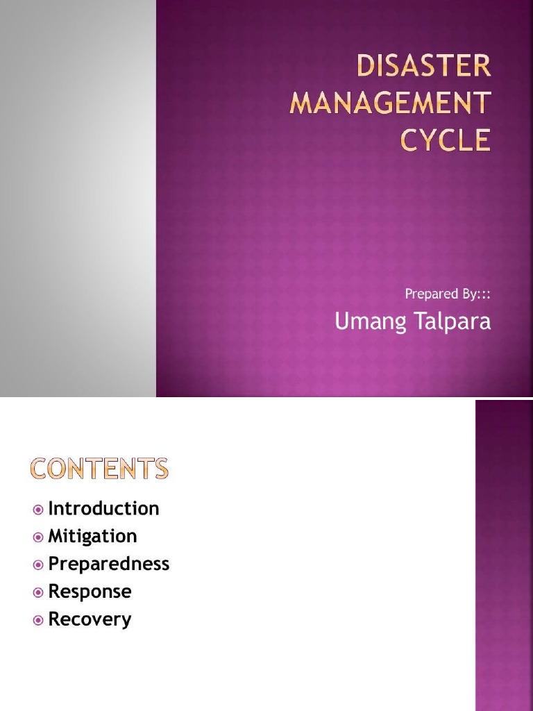Disaster Management Cycle | PDF