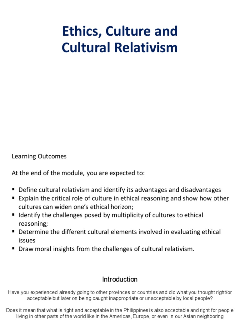 Ethics, Culture and Cultural Relativism | Download Free PDF | Morality | Relativism
