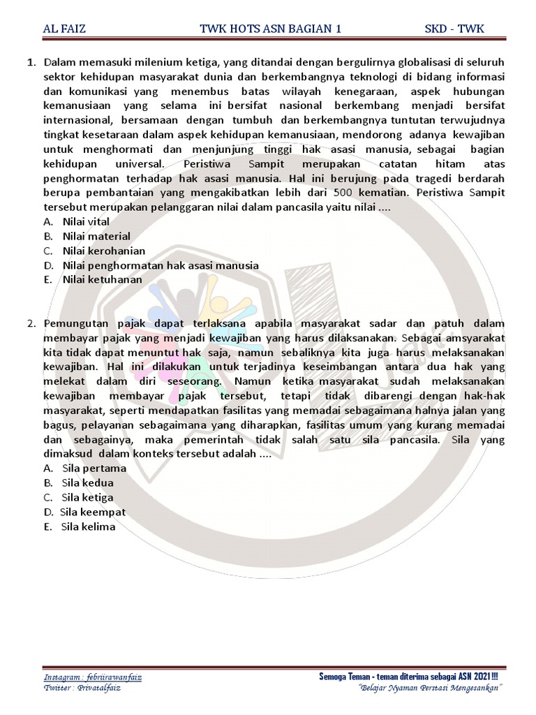 TWK Hots Asn Bagian 1 - Up | PDF