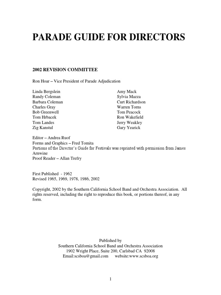 Parade Guide Directors | PDF | Rhythm | Evaluation