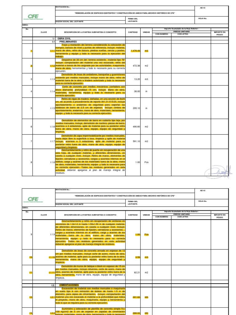 Catálogo de Conceptos | PDF | Fundación (Ingeniería) | Hormigón
