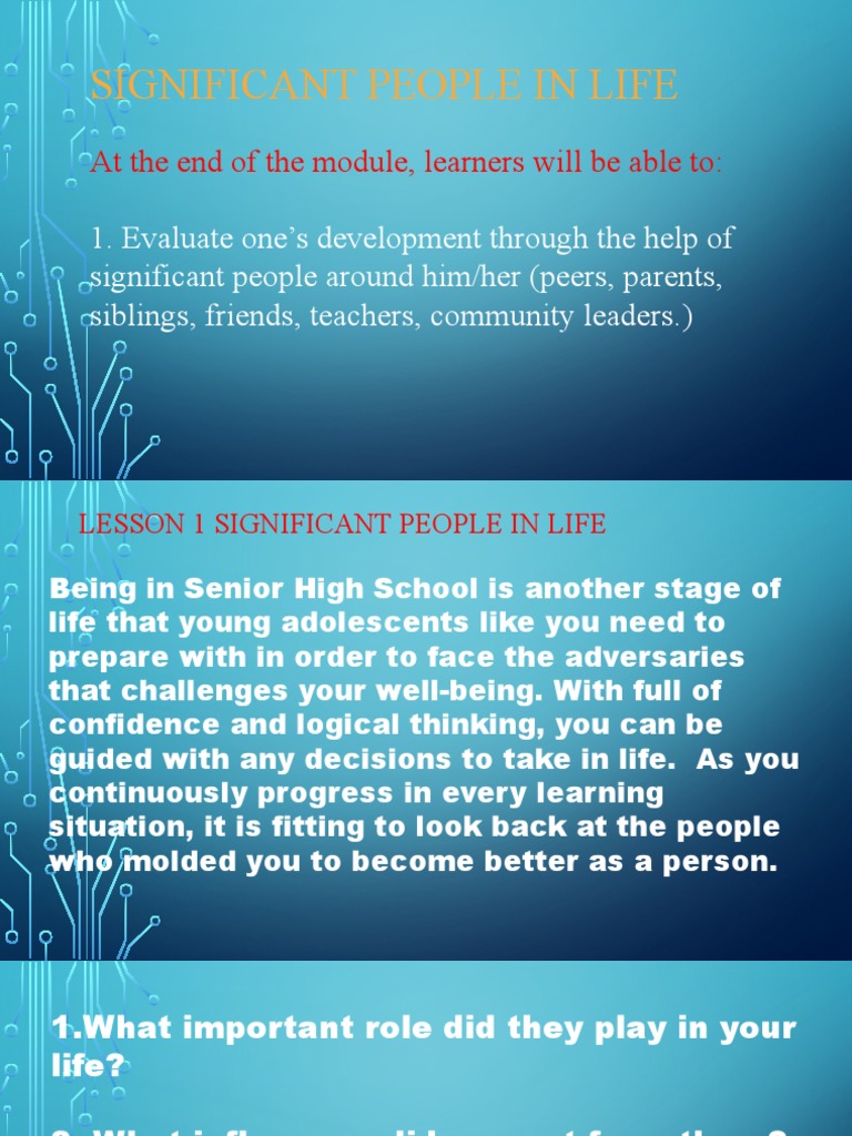 Evaluating Significant People in Life | PDF | Adolescence | Socialization