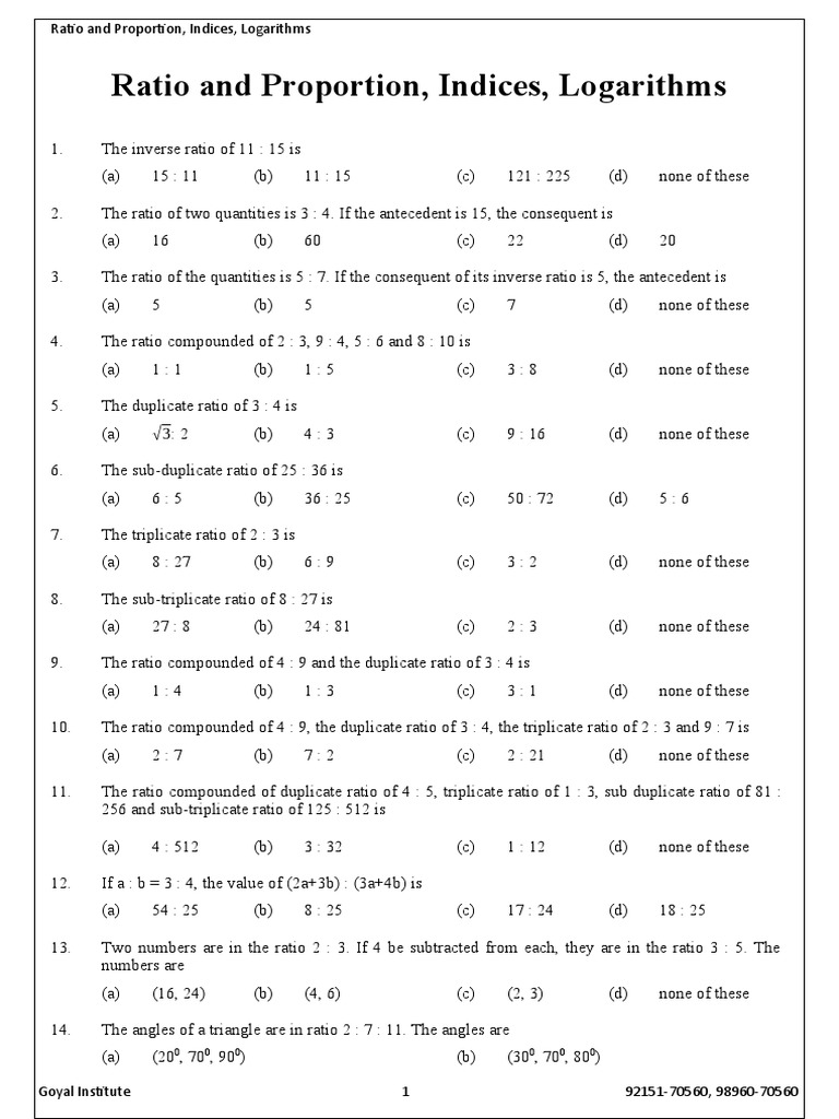 Ratio and Proportion (Part-2) MCQ (3!6!21) | PDF | Logarithm | Ratio