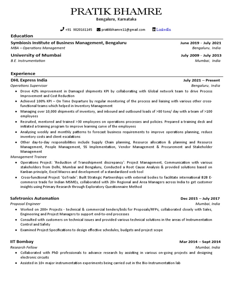 Pratik Bhamre - Resume | Download Free PDF | Automation | Spss