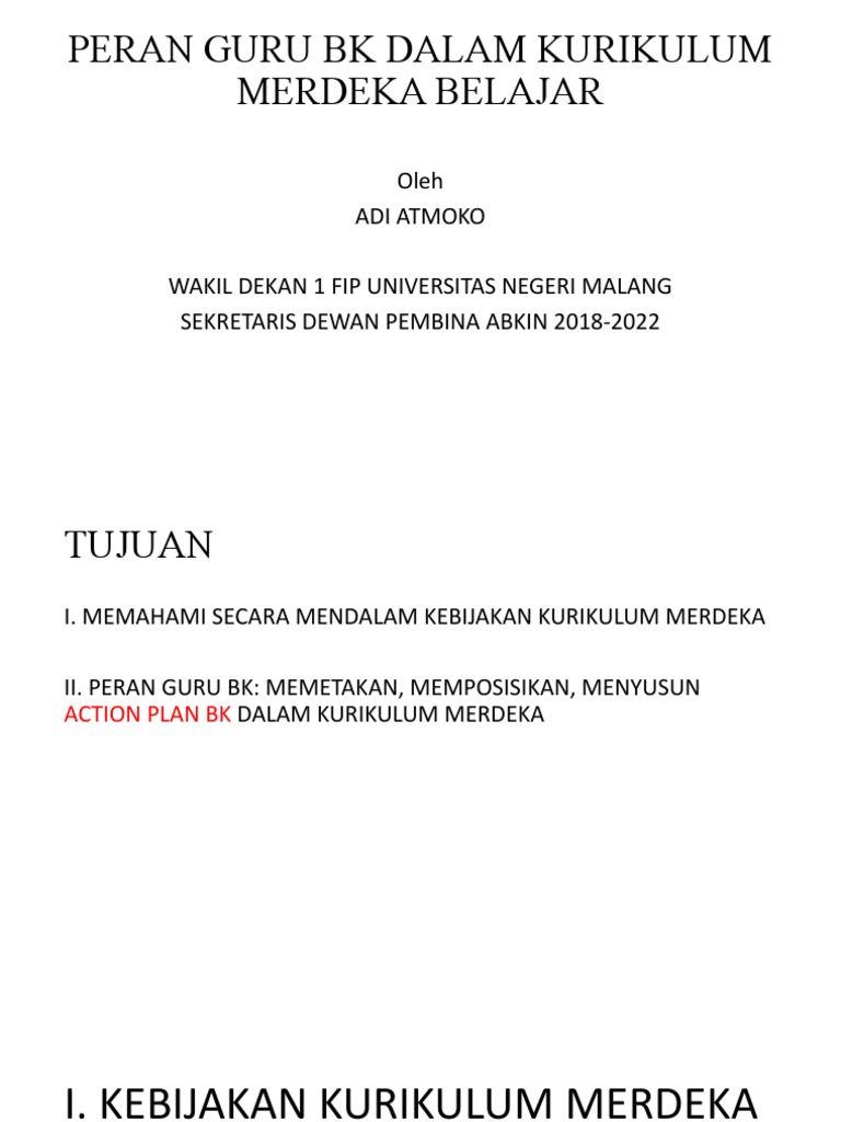 PERAN GURU BK Dalam Kur Merdeka Belajar Adi | PDF