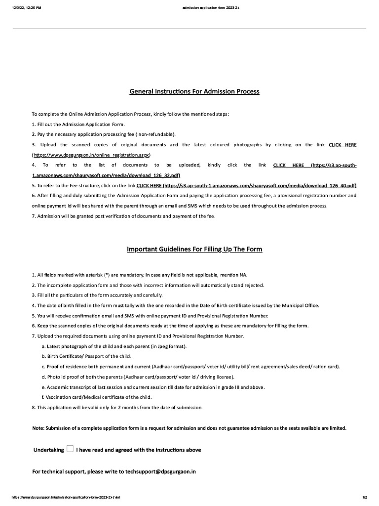 Admission Application Form 2023 24 - DPS School Gurgaon | PDF | Birth ...
