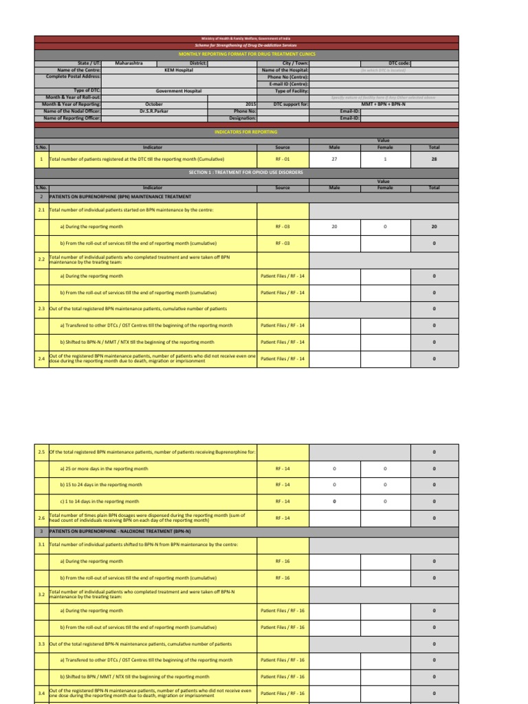 Monthly Report Format | PDF | Substance Use Disorder | Substance Abuse
