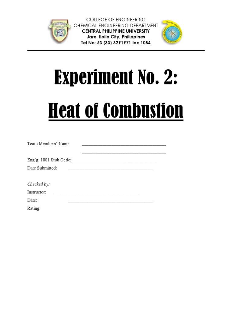 Calorimetry: Heat of Combustion Experiment | PDF