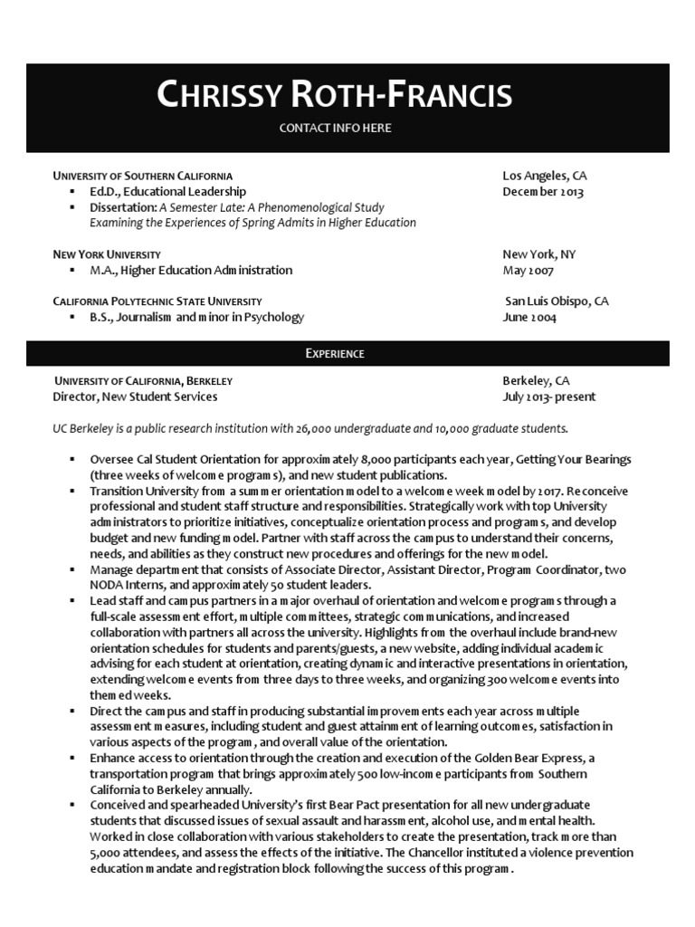 Two Resumes - Then and Now | PDF | University Of Southern California ...