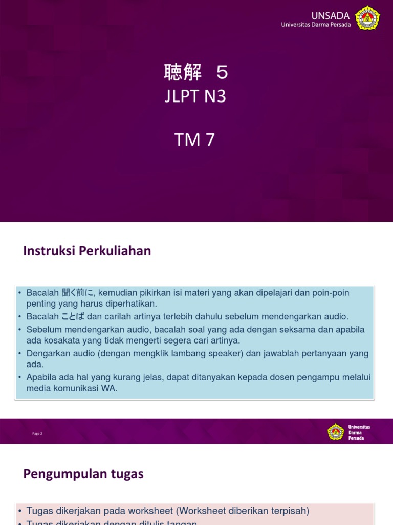 Chokai 5 TM 7 Kuis JLPT | PDF