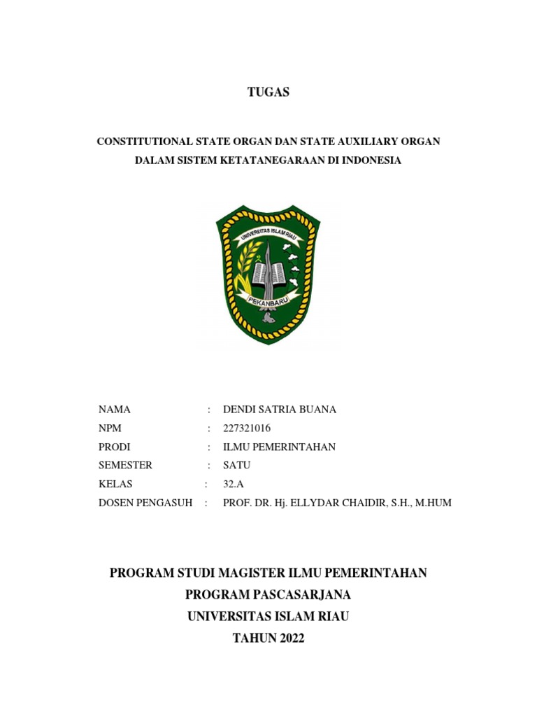 Tugas 1 - Constitutional State Organ Dan State Auxiliary Organ | PDF