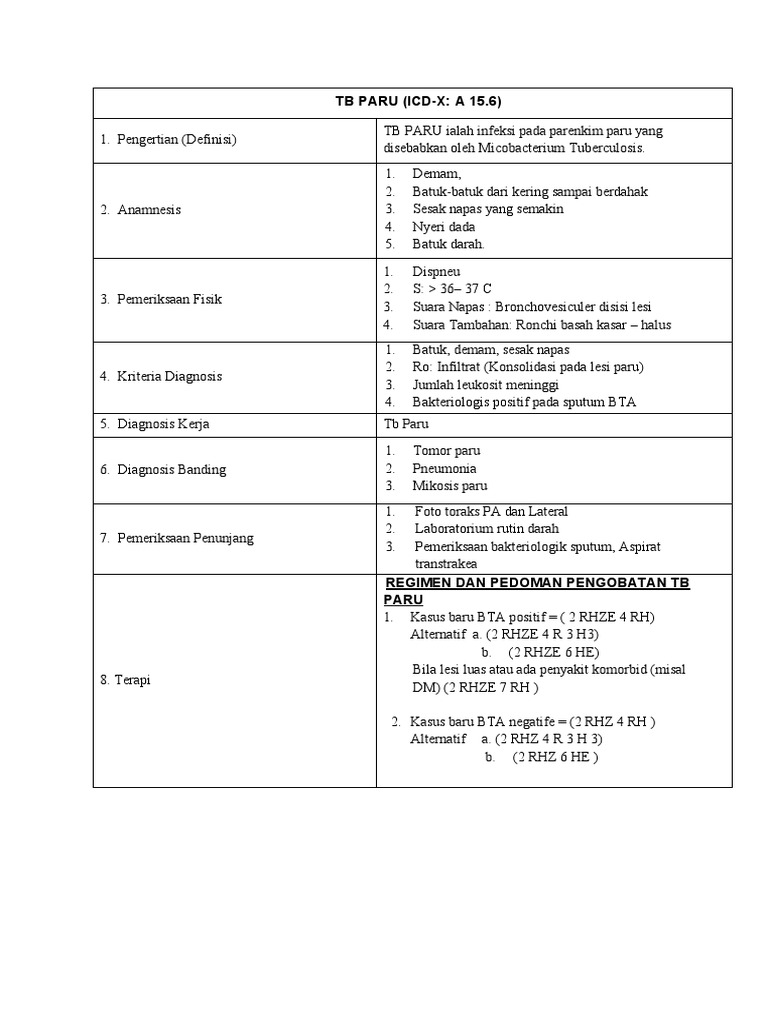 Panduan Diagnosis dan Terapi TB Paru | PDF