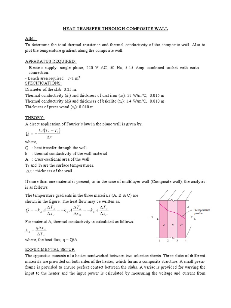 Heat Conduction-Composite Wall | PDF | Thermal Conductivity | Chemistry
