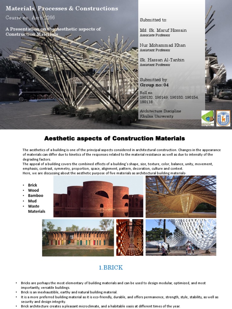 Materials, Processes & Constructions | PDF | Brick | Wood