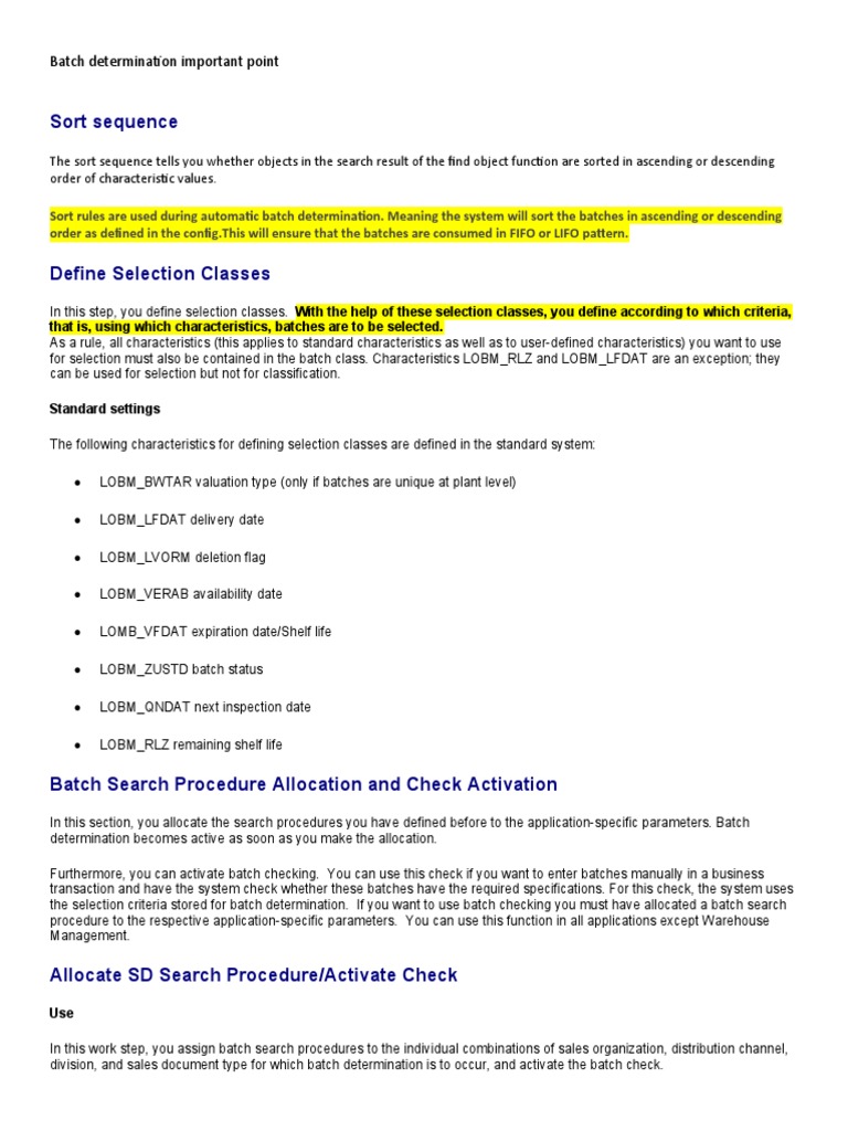 Batch Determination Important Point | PDF | Information Technology Management | Computing