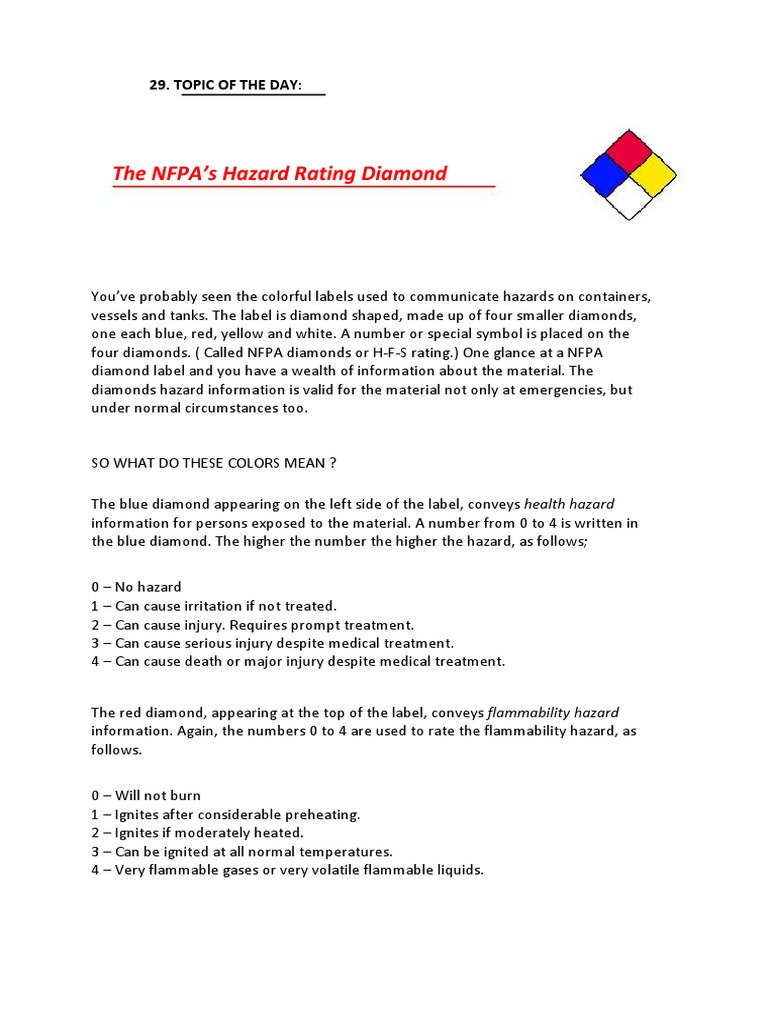 Understanding NFPA Hazard Rating Diamonds | PDF | Diamond | Chemical ...