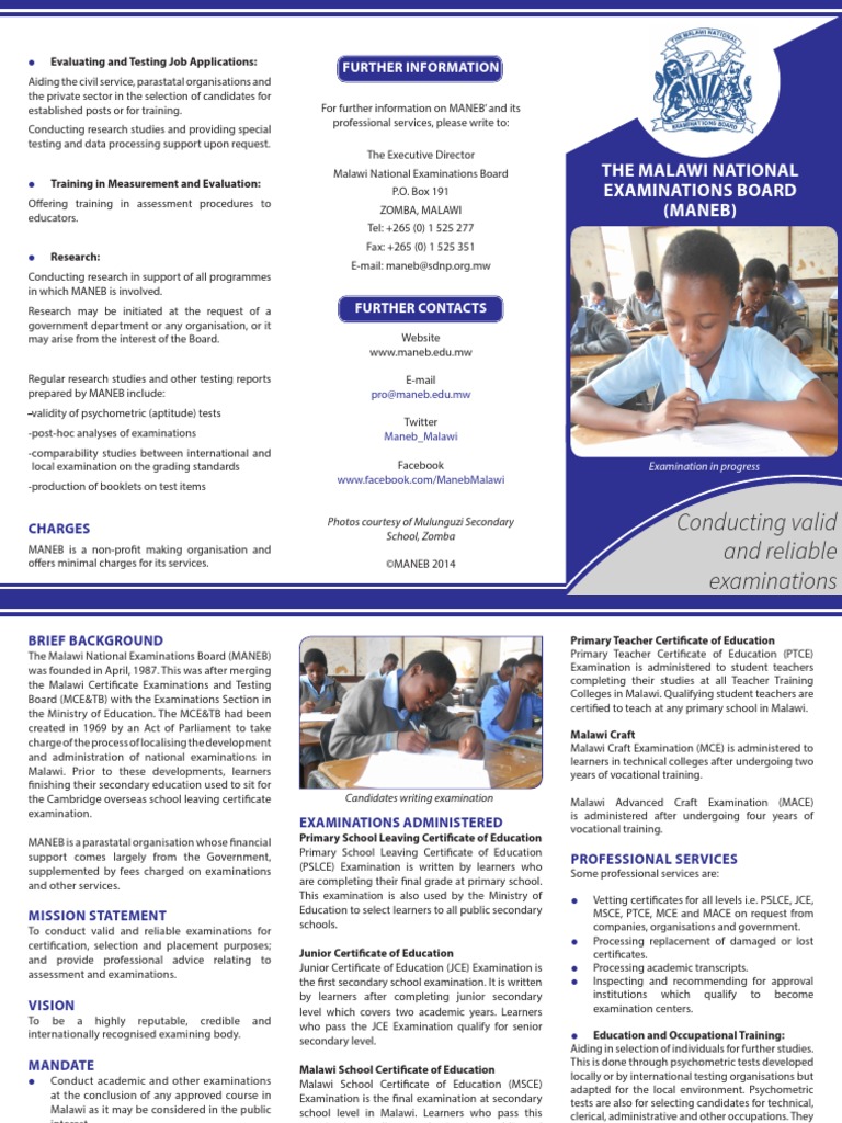 MANEB Brochure | PDF | Test (Assessment) | Teachers