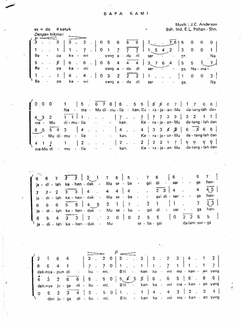 SATB - JC Anderson - Bapa Kami | PDF