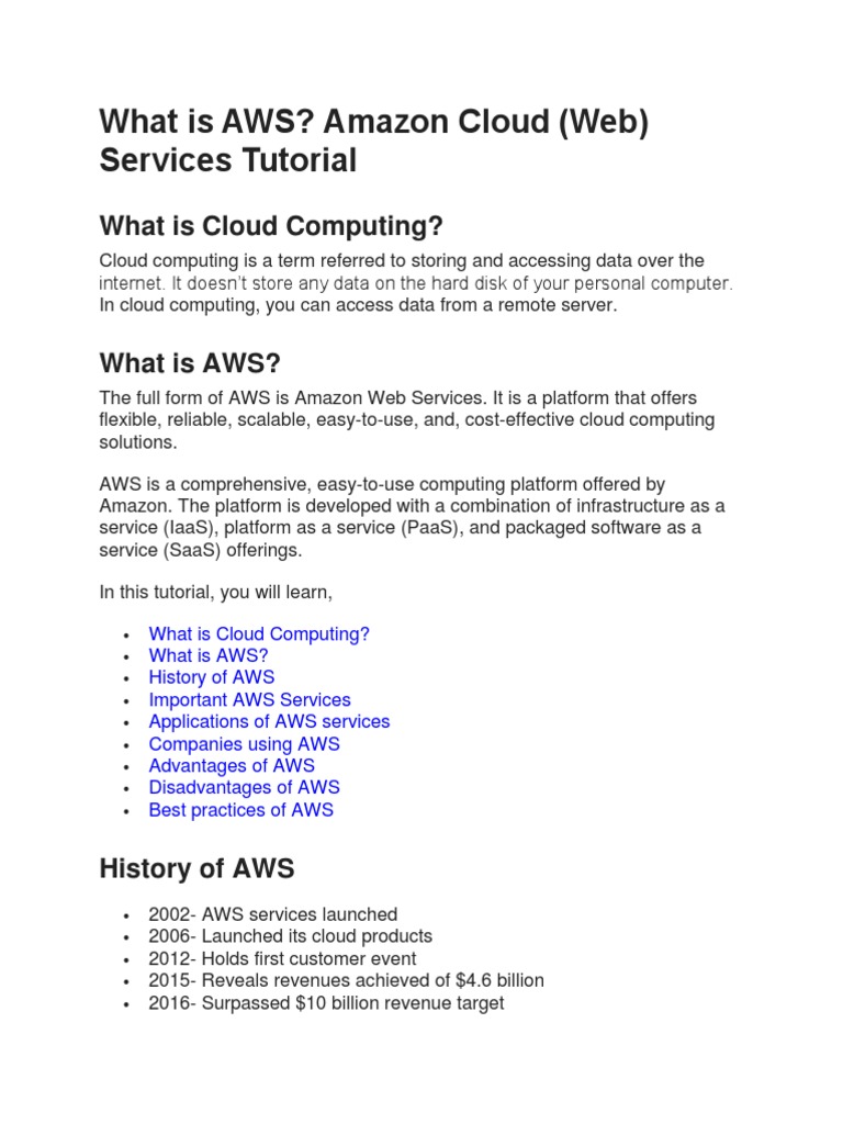 What Is AWS? Amazon Cloud (Web) Services Tutorial | PDF | Cloud Computing | Amazon Web Services