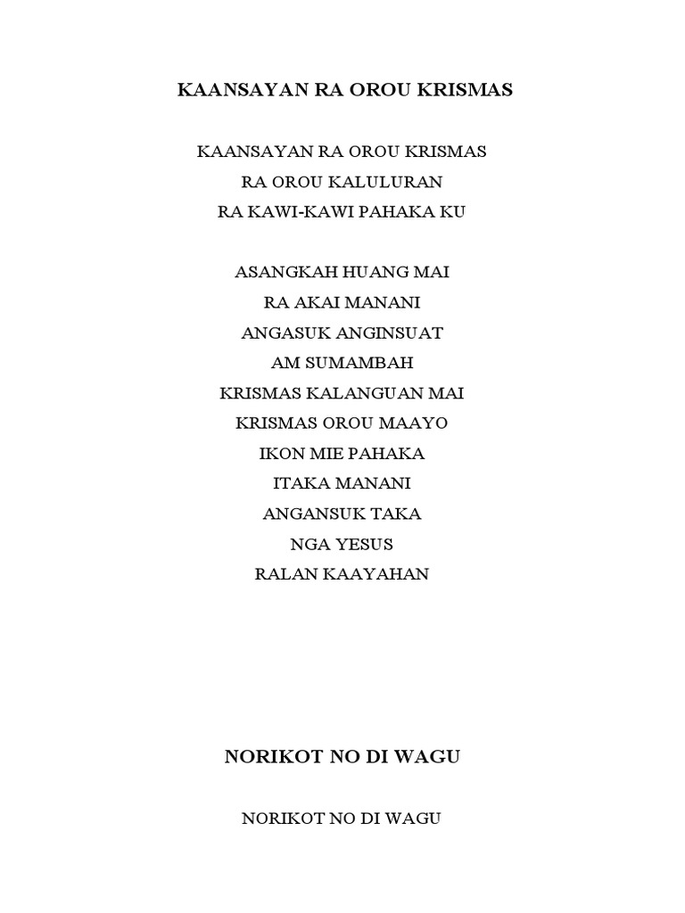 Kaansayan Ra Orou Krismas Uwie | PDF | Seni & Disiplin Bahasa | Agama ...