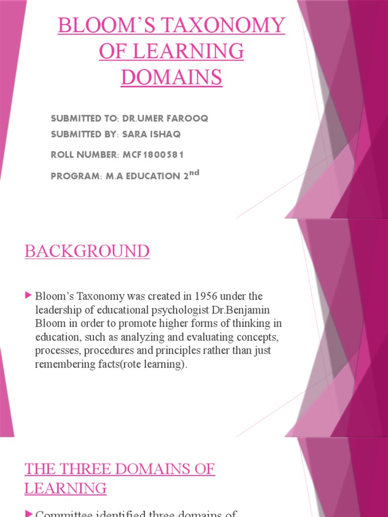 Bloom's Taxonomy of Learning Domains | PDF | Learning | Psychology