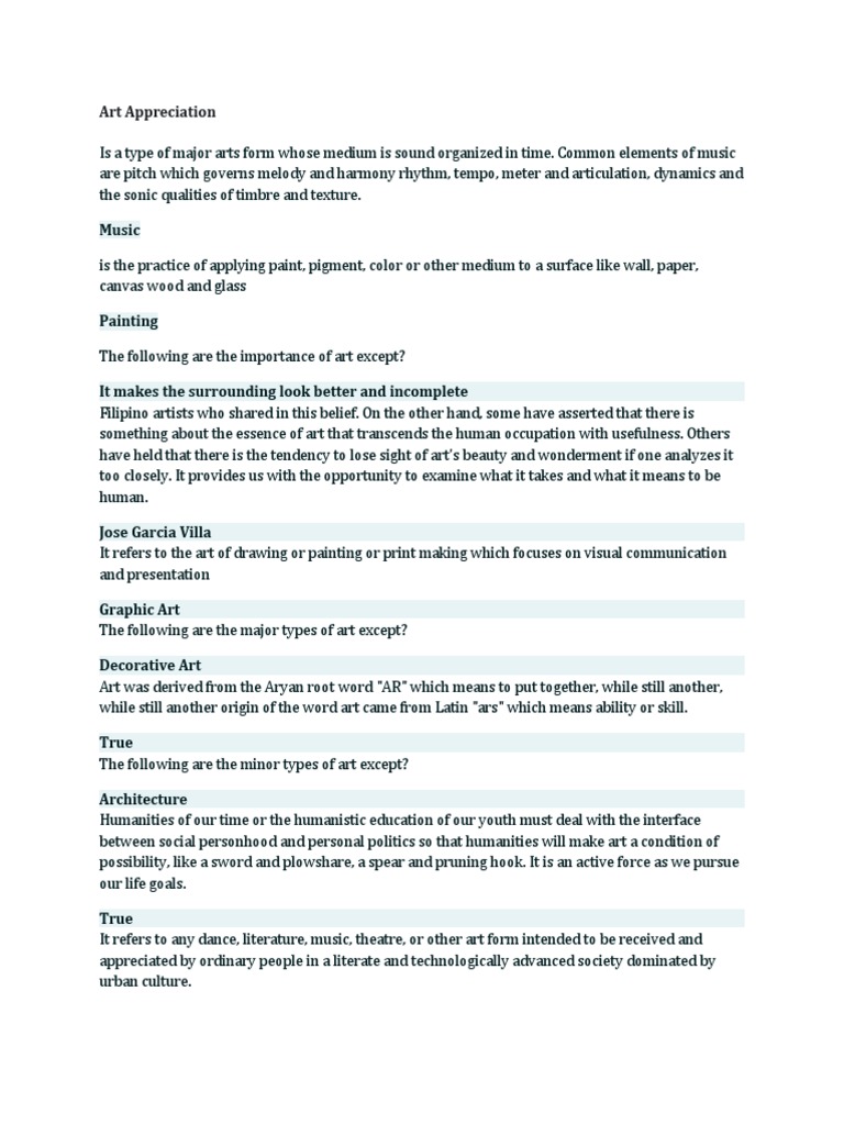 Art Appreciation | PDF | Paintings | The Arts