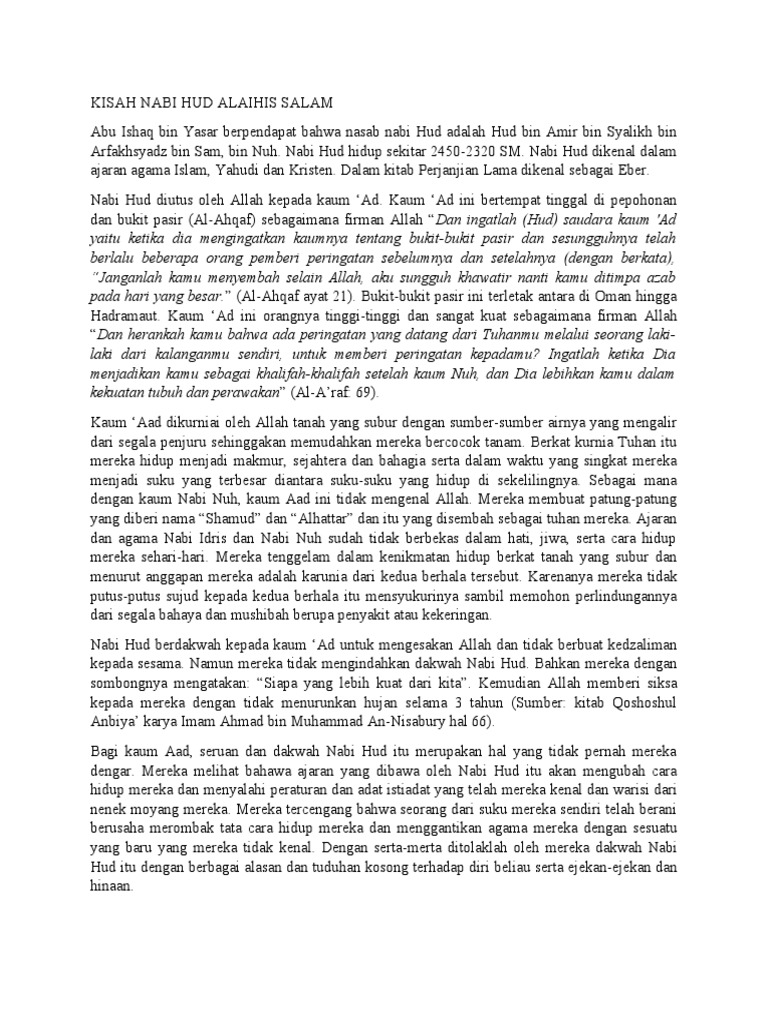 Kisah Nabi Hud Alaihis Salam | PDF
