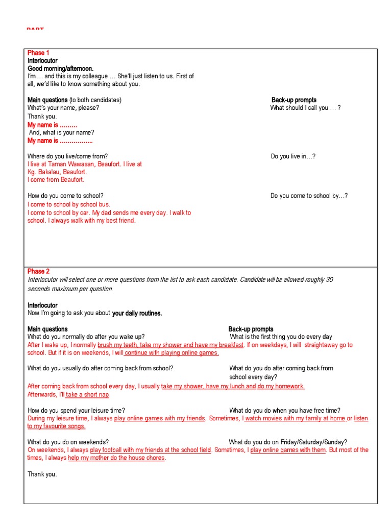 SPM Speaking Test Part 1 Guide | PDF | Workweek And Weekend | Labor Rights
