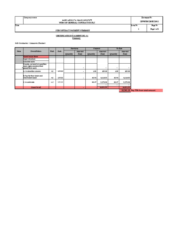 Cherinet Payment Edited | PDF | Building Engineering | Materials