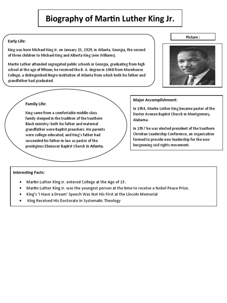 Biography of Martin Luther King Jr. | PDF