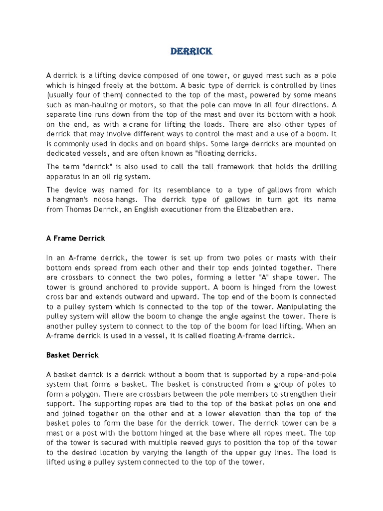 Derrick | PDF | Manufactured Goods | Machines