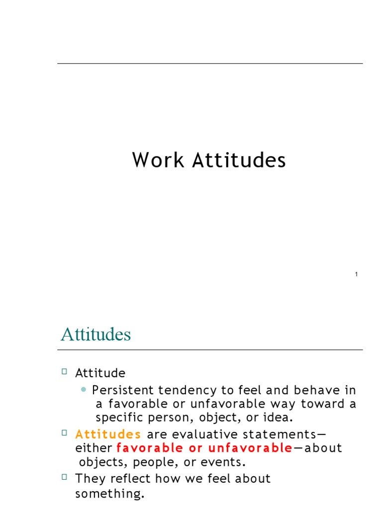 Lecture 5 Attitudes Job Satisfaction | PDF | Attitude (Psychology ...