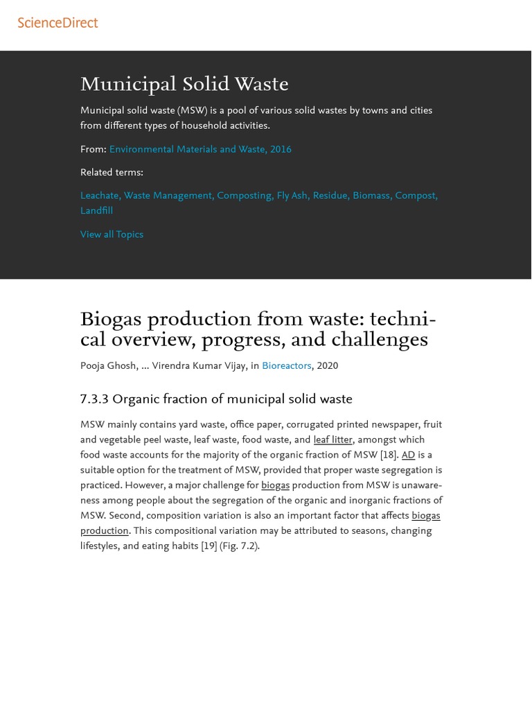 Biogas From Solid Waste | PDF | Municipal Solid Waste | Anaerobic Digestion