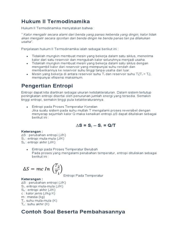 Hukum II Termodinamika | PDF