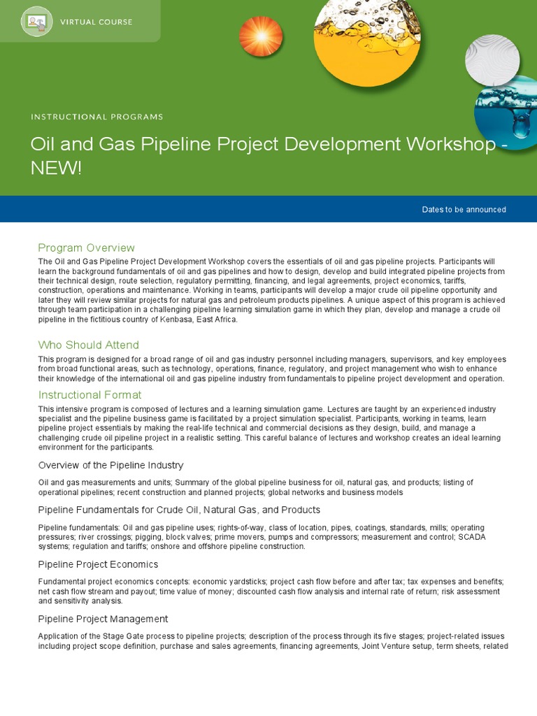Oil & Gas Pipeline Workshop Covers Project Development | PDF | Pipeline ...