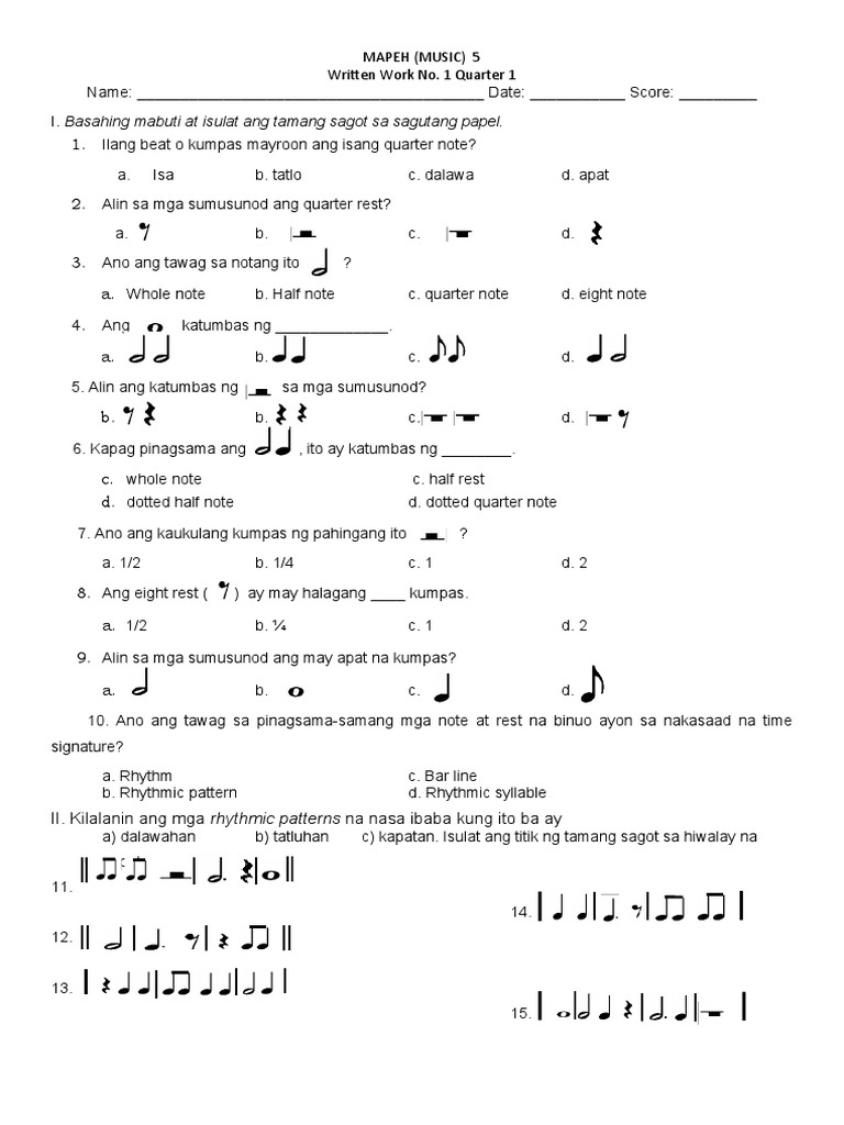Summative Test MAPEH Module 1 2 | PDF