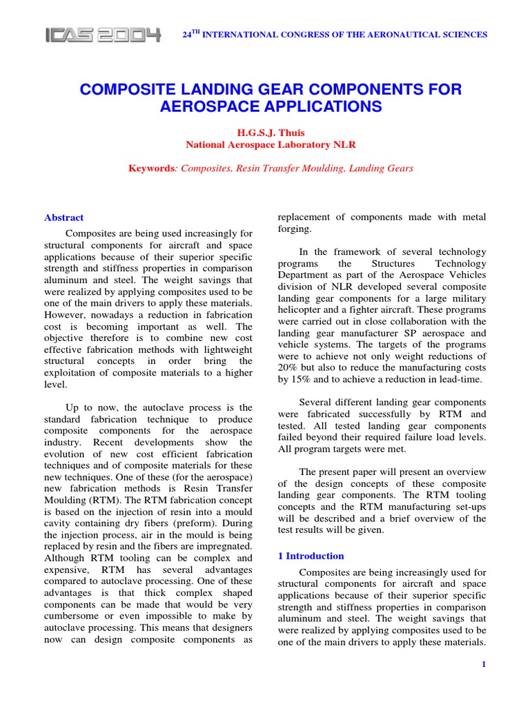 Composite Landing Gear Components For Aerospace Applications | PDF ...