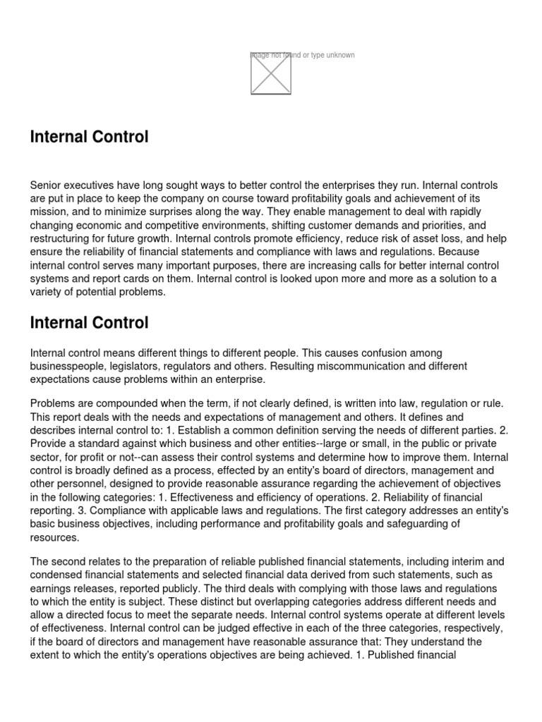 Internal Control | PDF | Internal Control | Internal Audit