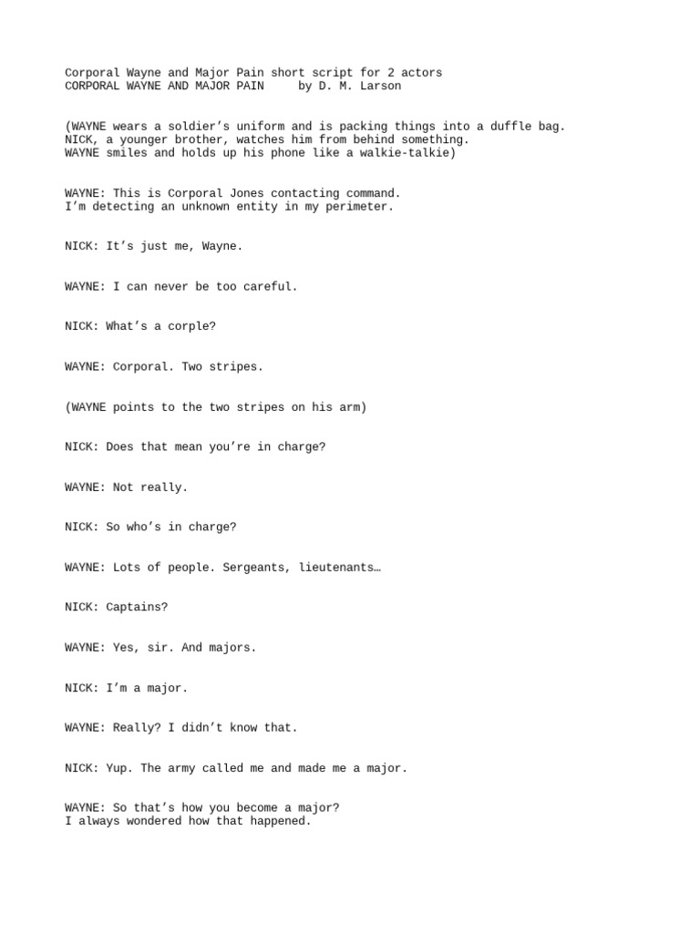 Corporal Wayne and Major Pain | PDF | Corporal