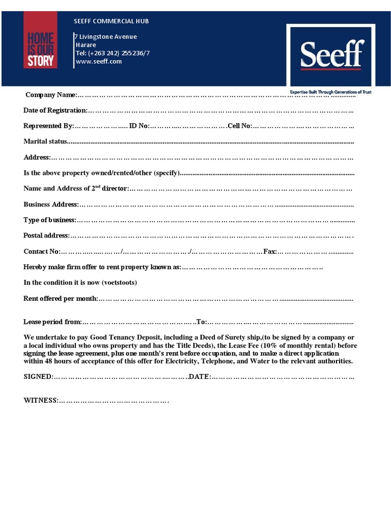Comm Lease Application Form | PDF | Law