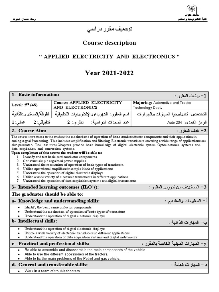 APPLIED ELECTRICITY AND ELECTRONICS - F | PDF | Electronics | Electrical Engineering