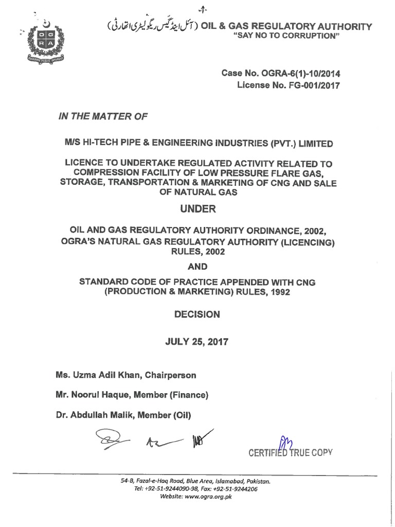 Ms Hi Tech Pipe Engineering Industries Pvt Ltd Grant of License to ...