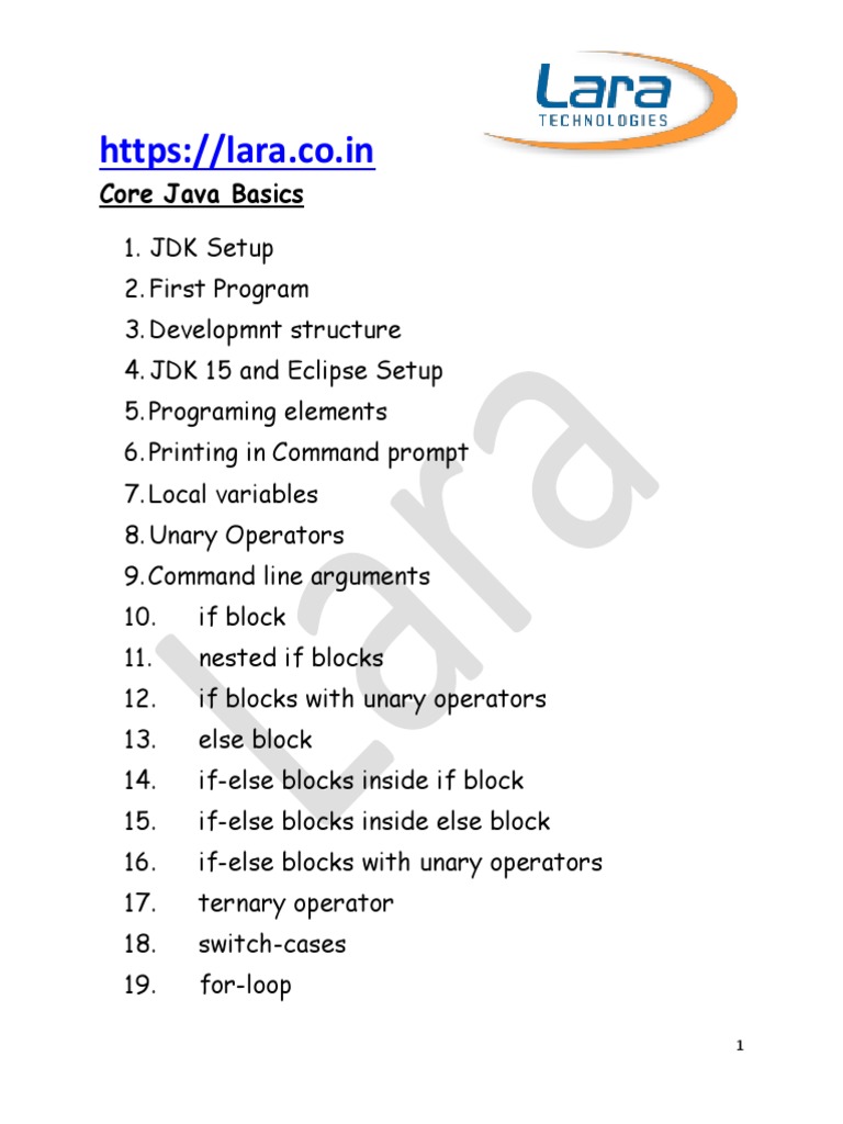 Lara Java Course Content Pdf Web Service Method Computer Programming
