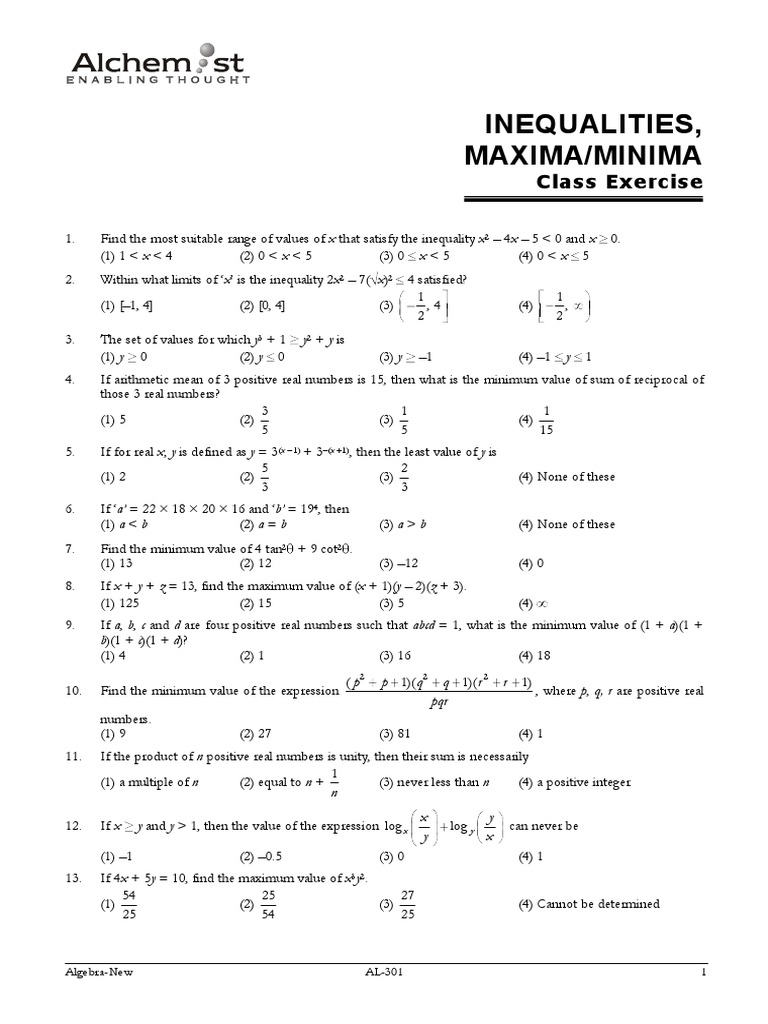 Inequalities , Maxima_Minima | PDF | Volume | Mathematics