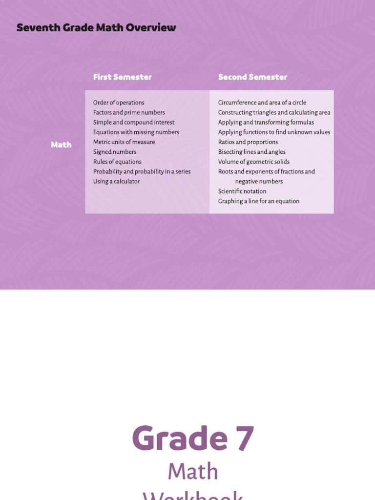 Grade 7 Math Workbook Curriculum Sample July 2021 | PDF